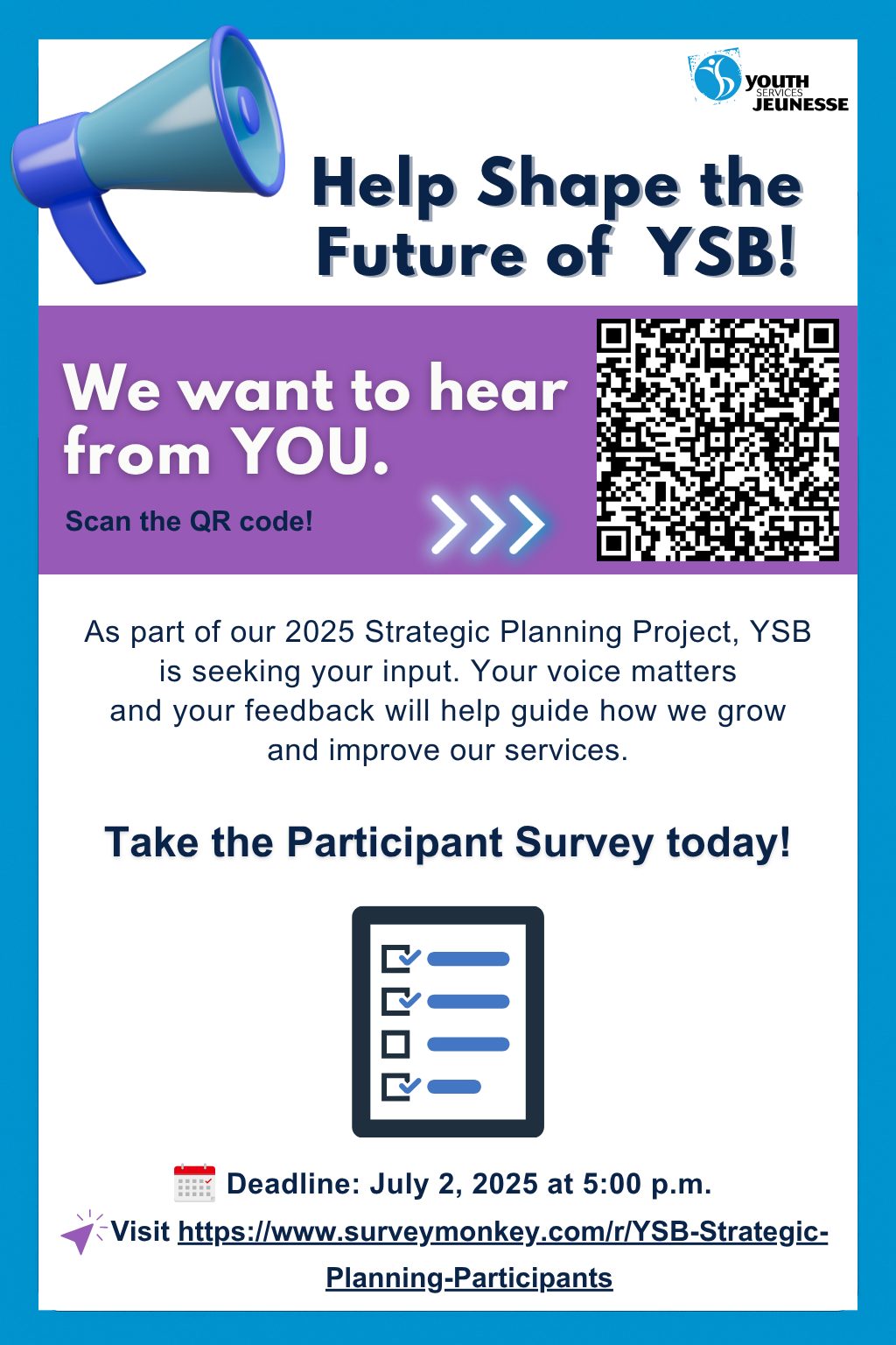 We Need Your Help to Shape the Future of YSB - Youth Services Jeunesse